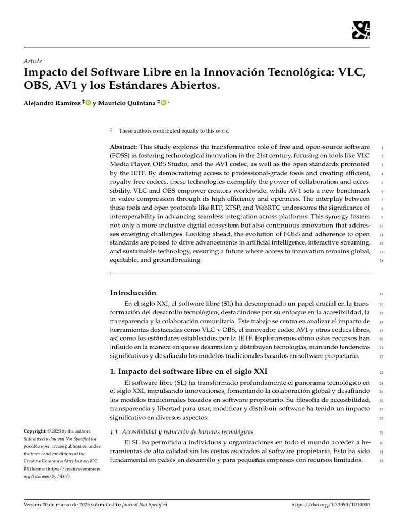 Impacto Del Software Libre en La Innovación Tecnológica VLC OBS AV1 y Los Estándares Abiertos ...