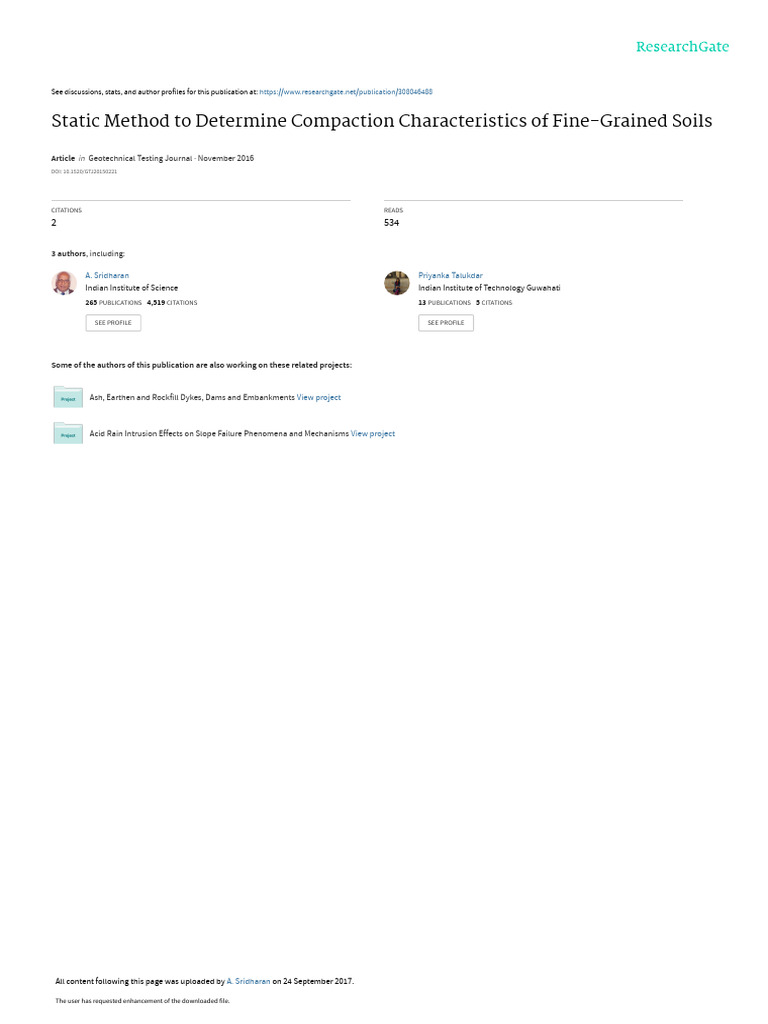 Sharma Et Al. 2016 Static Method To Determine Compaction ...