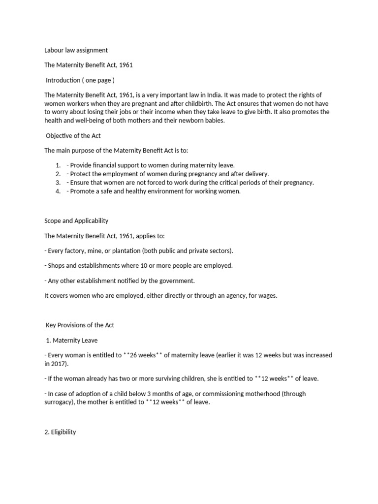 Labour Law Assignment Limi | PDF | Parental Leave | Employment