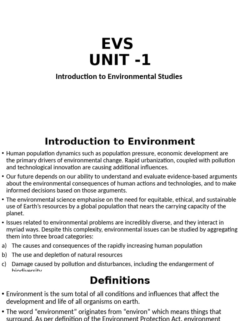 Evs Unit 1 | PDF | Ozone Depletion | Climate Change