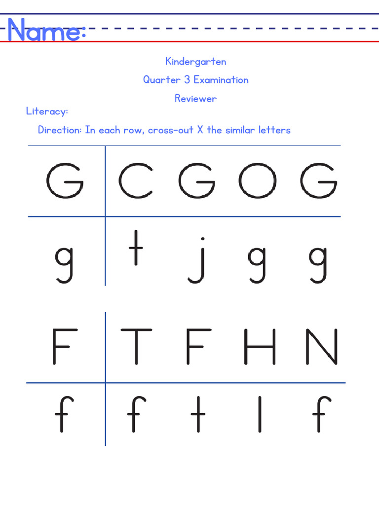 Kindergarten Q3 Exam Reviewer Guide | PDF