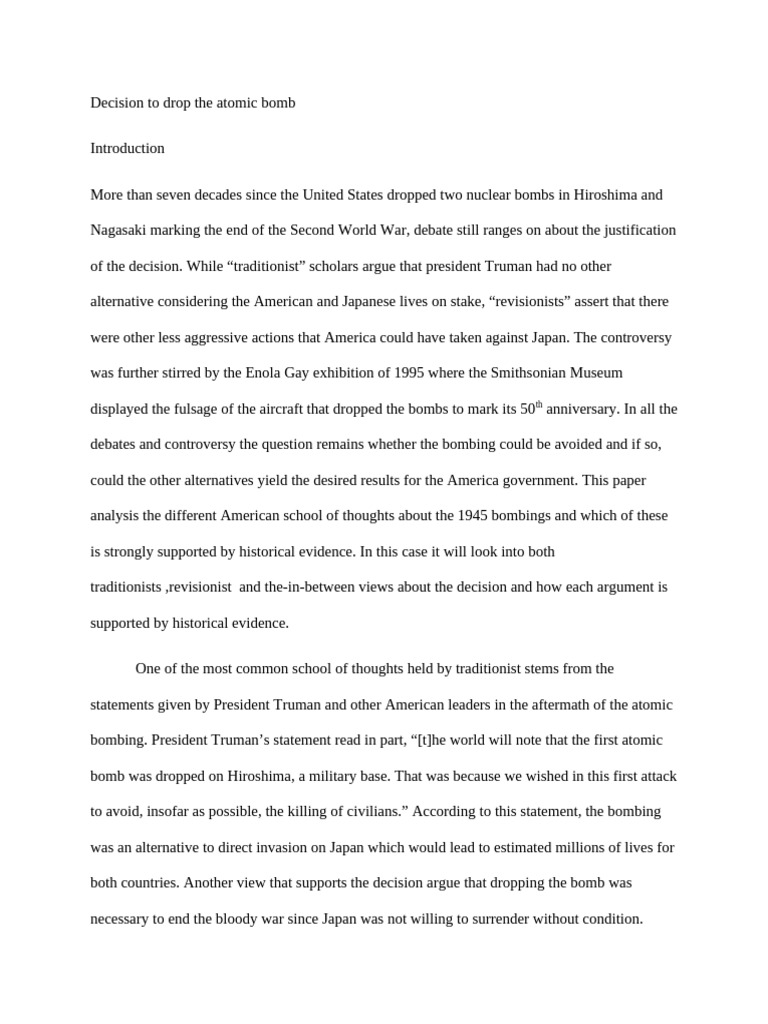 Decision To Drop The Atomic Bomb | PDF | Surrender Of Japan | Nuclear ...