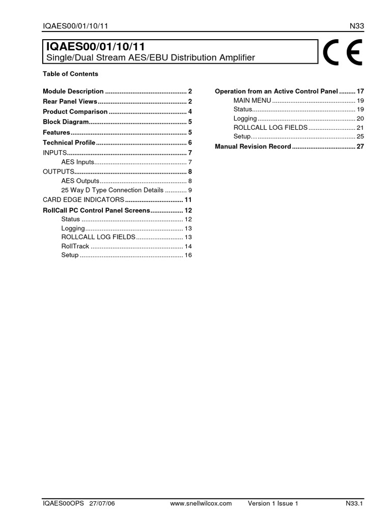 AES/EBU Distribution Amplifier Guide | PDF | Electronics | Computer ...