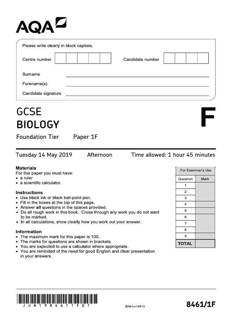 Bio Paper 1 Foundation | PDF