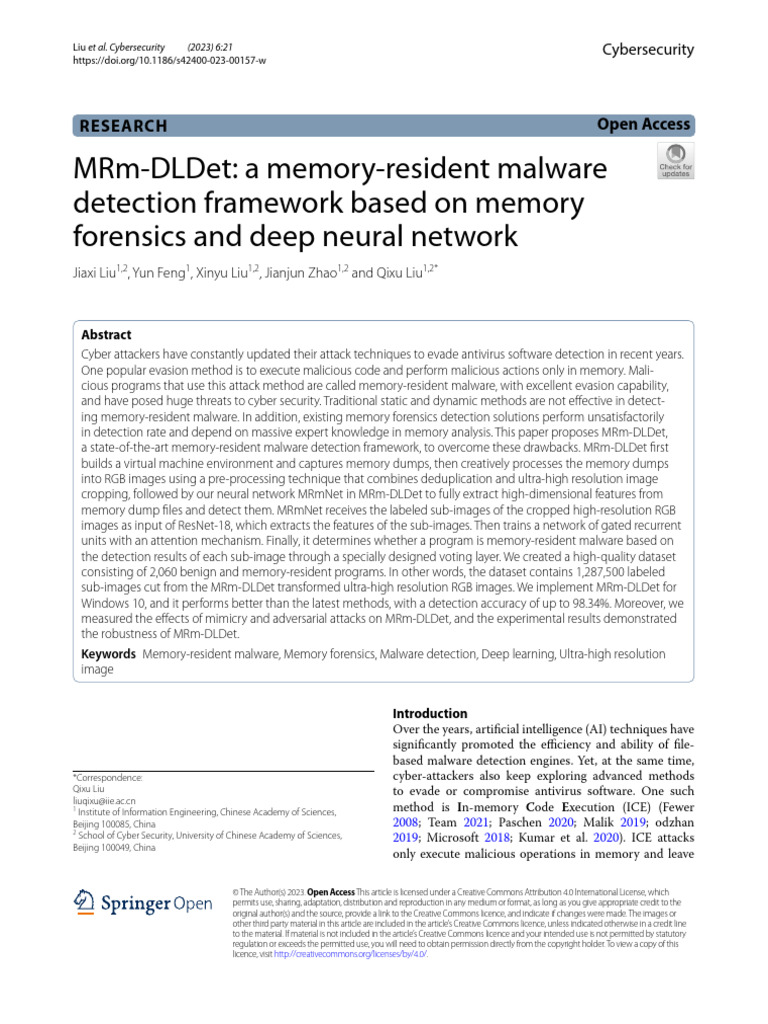 A Memory-Resident Malware Detection Framework Based On Memory Forensics and Deep Neural Network ...