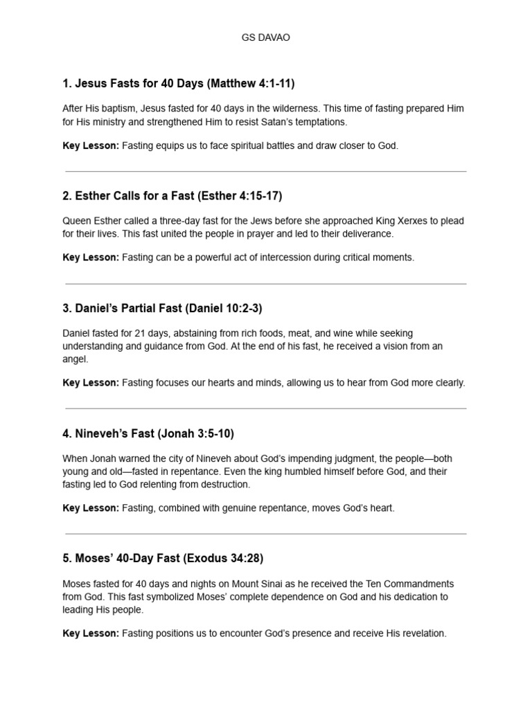 Biblical-examples-of-Fasting | PDF | Paul The Apostle | Jesus