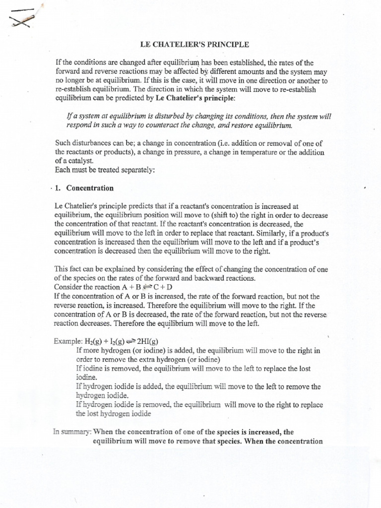 Le Chatelier_s Principle | PDF