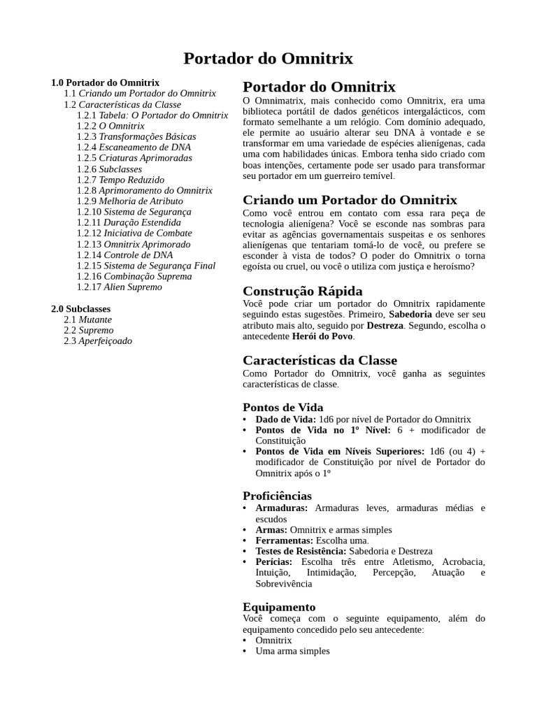Portador do Omnitrix | PDF | DNA | Vida