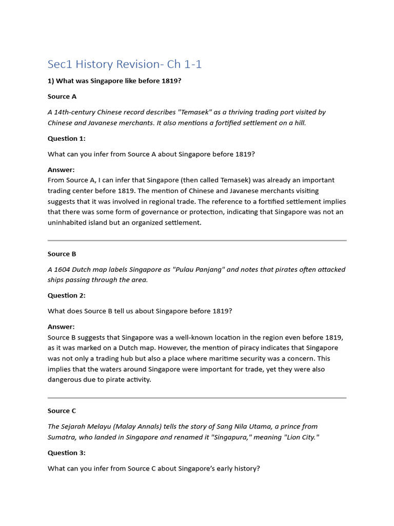 Sec1 History Revision - CH 1 | PDF