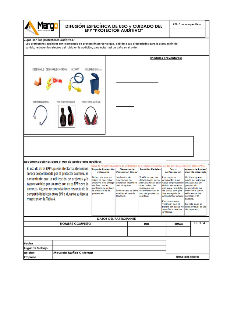 9 Formatos Por Cada Epp Protector Auditivo | PDF | ruido | Escuchando