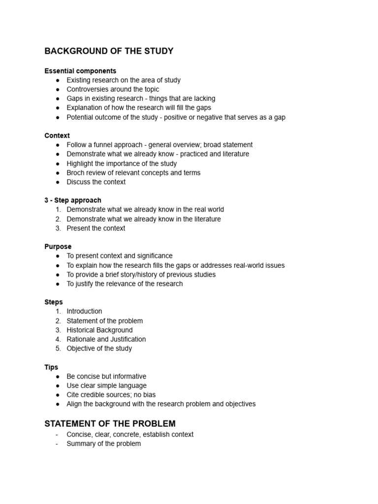 English: Background of The Study, Statement of The Problem ...