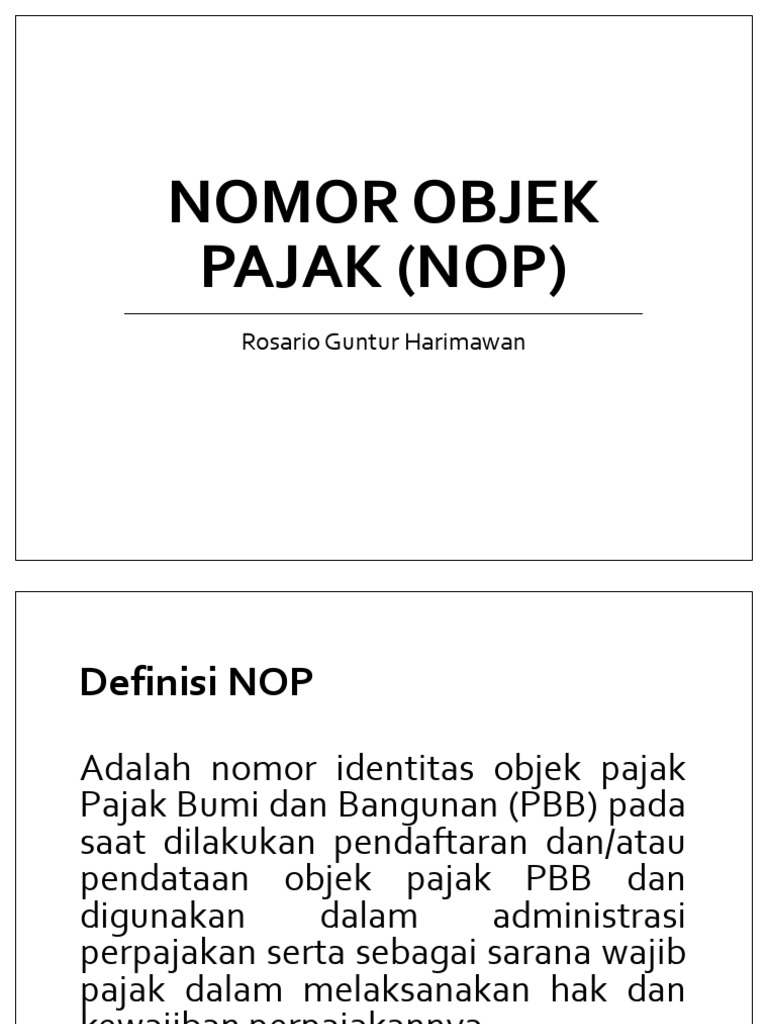 Nomor Objek Pajak (NOP) | PDF
