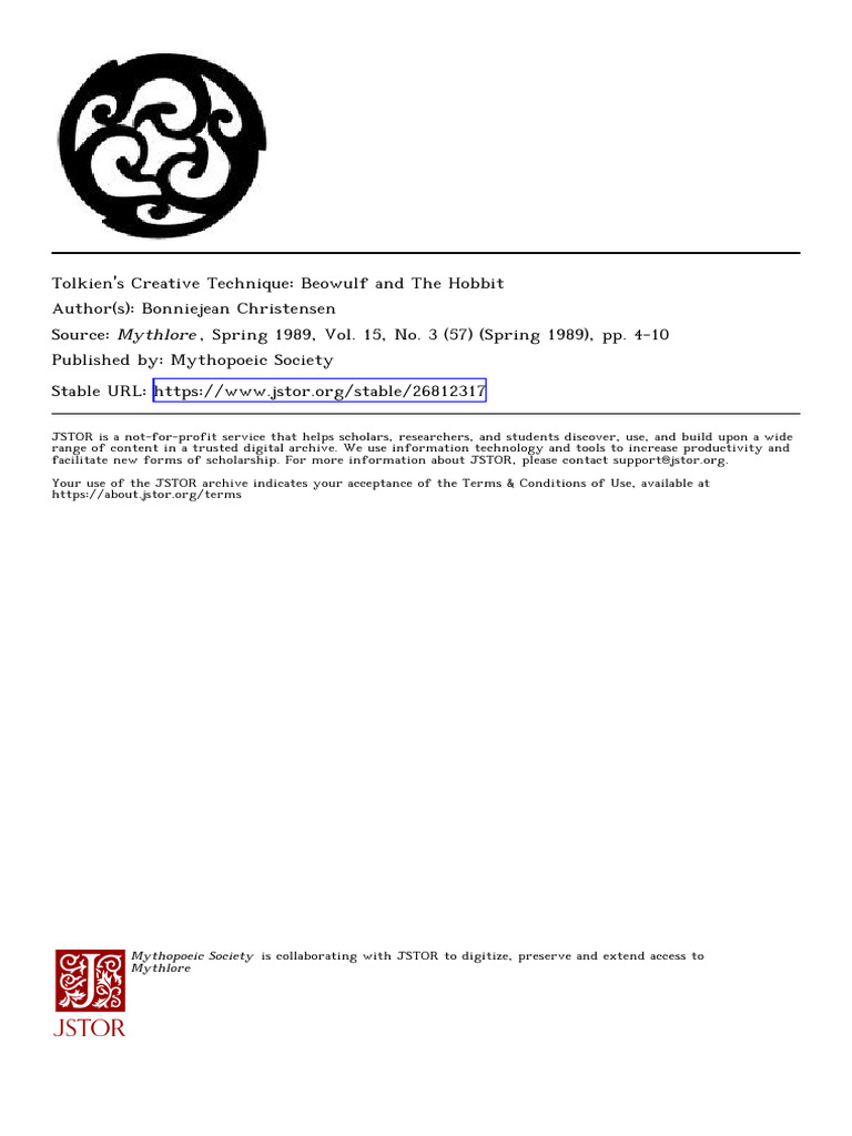 Tolkien's Beowulf Influence on The Hobbit | PDF | The Hobbit | Bilbo ...