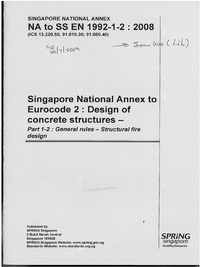 Singapore National Annex To Eurocode 2 - Design of Concrete Structures Part 1 - 2 General Rules ...