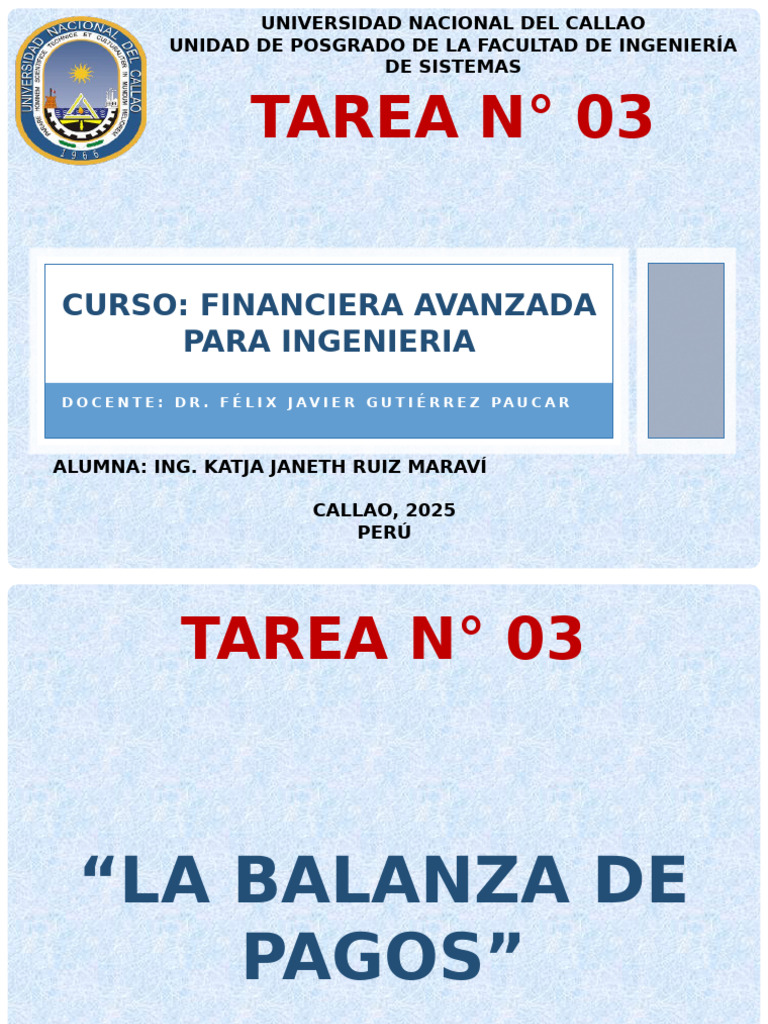 005 - 003 - Tarea 03 - Katja Ruiz - Abr 26-04-2025 | PDF | Balance de pagos | Balance ...