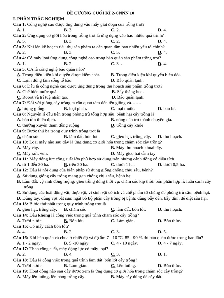 Đề Cương CNNN 10-CK2 | PDF