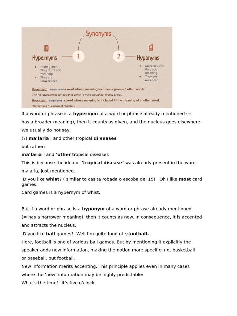 Phonetics 3 Hypernym and Hyponyms | PDF | Language Mechanics | Syntax