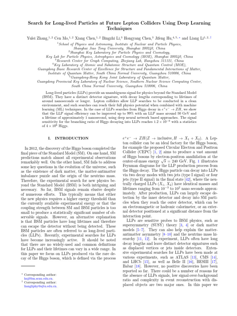 Search For Long-Lived Particles at Future Lepton Colliders Using Deep ...