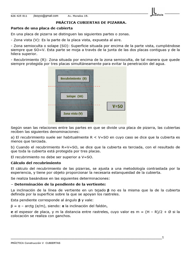 PRÁCTICA Constru V.CUBIERTAS PIZARRA | PDF