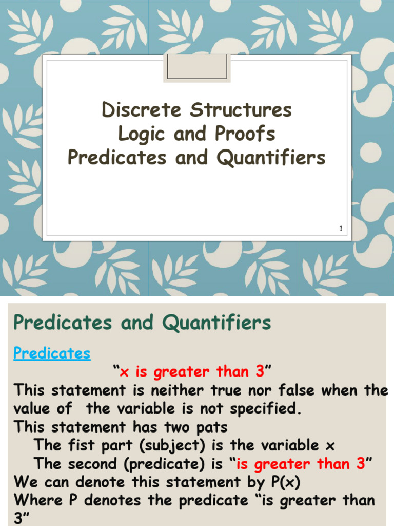 CS202 - L06 - Logic and Proofs - Part-2 - Predicates and Quantifiers ...