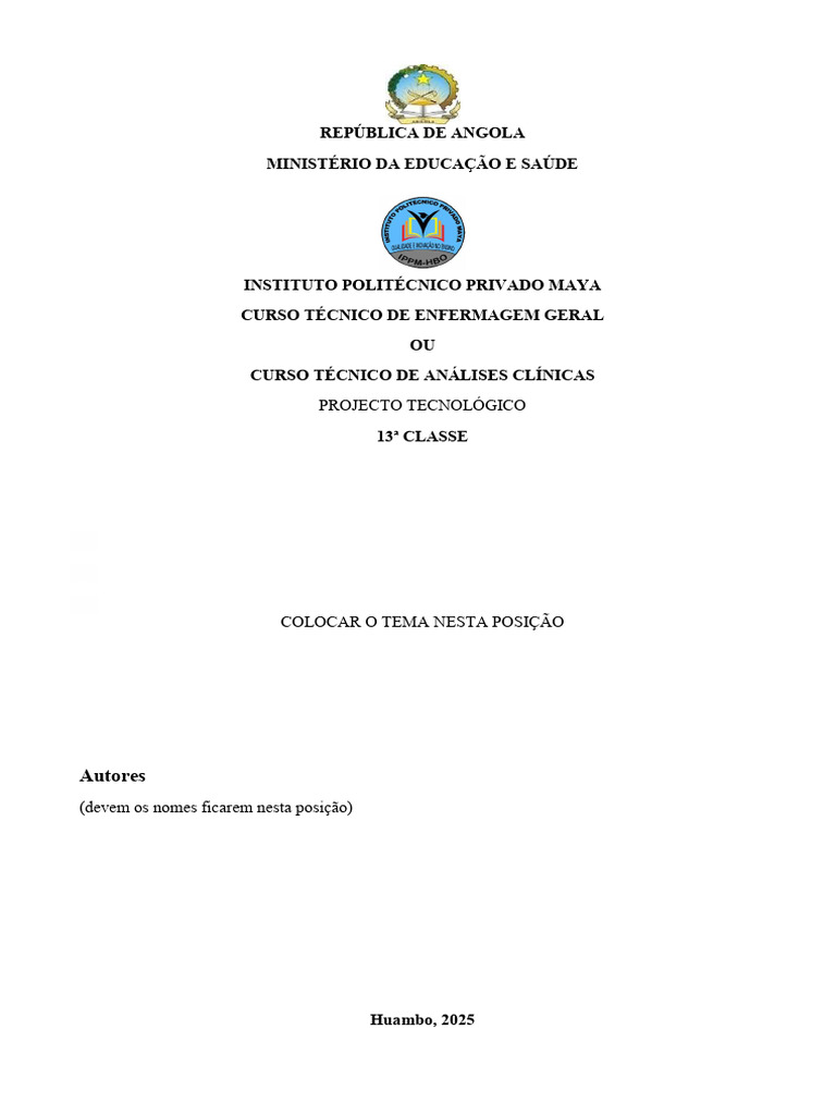 Modelo da capa e contra capa | PDF