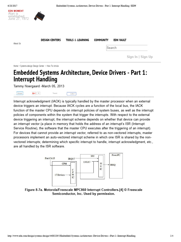 Embedded Systems Architecture, Device Drivers - Part 1_ Interrupt Handling _ EDN | PDF | Central ...