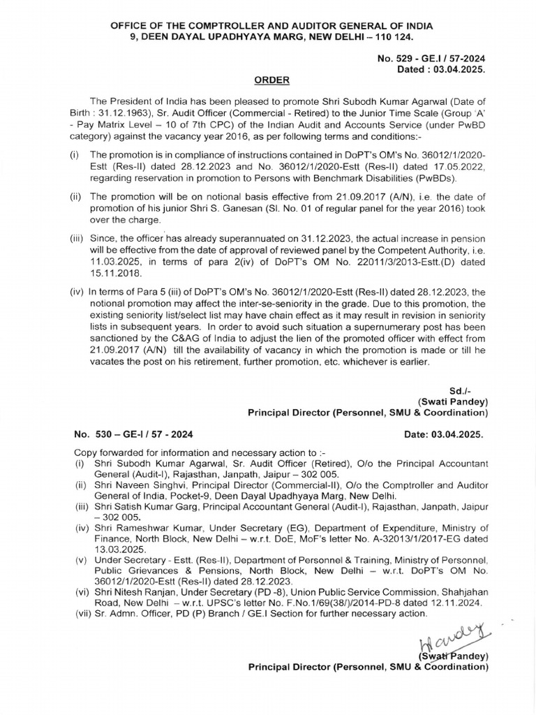 Shri Subodh Kumar Agarwal-Order | PDF | Accounting | Government