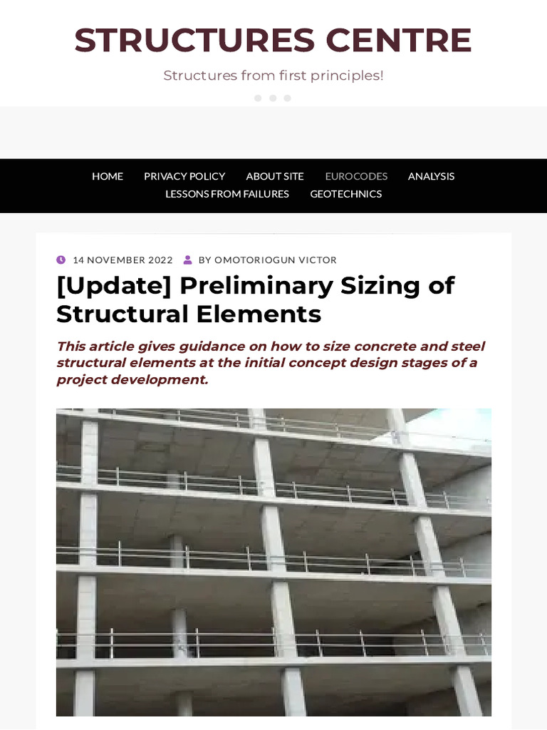 (Update) Preliminary Sizing of Structural Elements | PDF | Concrete | Beam (Structure)
