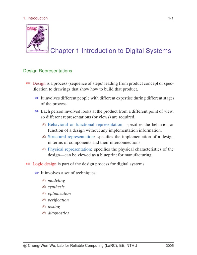Chapter 1 Introduction To Digital Systems: Design Representations | PDF ...