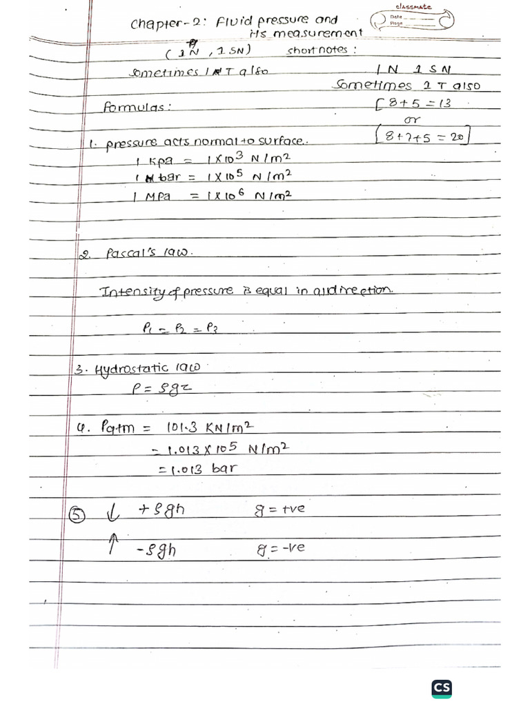 Fluid mechanic note | PDF