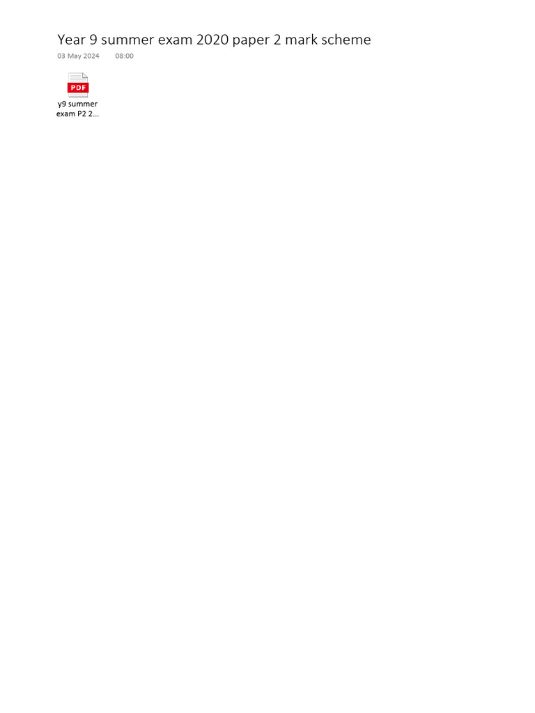 Year 9 Summer Exam 2020 Paper 2 Mark Scheme | PDF