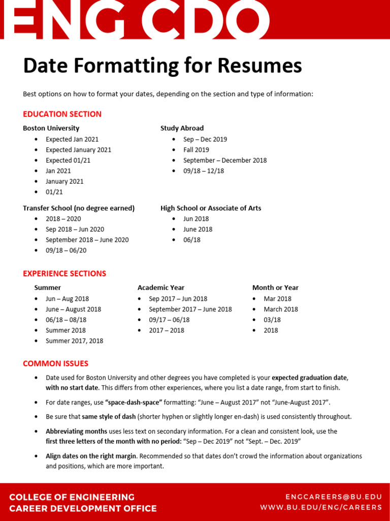 How To Format Dates On Resumes | PDF
