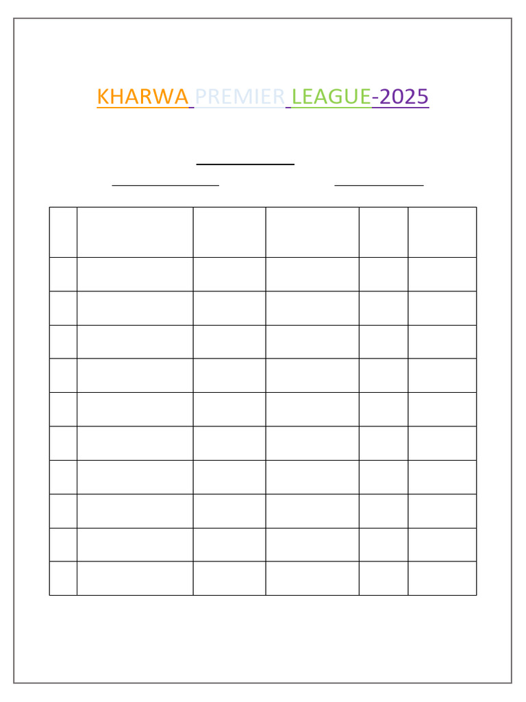 KPL 2025 TShirt Final List All Teams | PDF | Leisure | Dress Codes