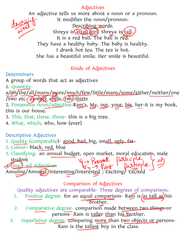 Parts of Speech Adjective With Exercise Live PDF | PDF | Adjective ...