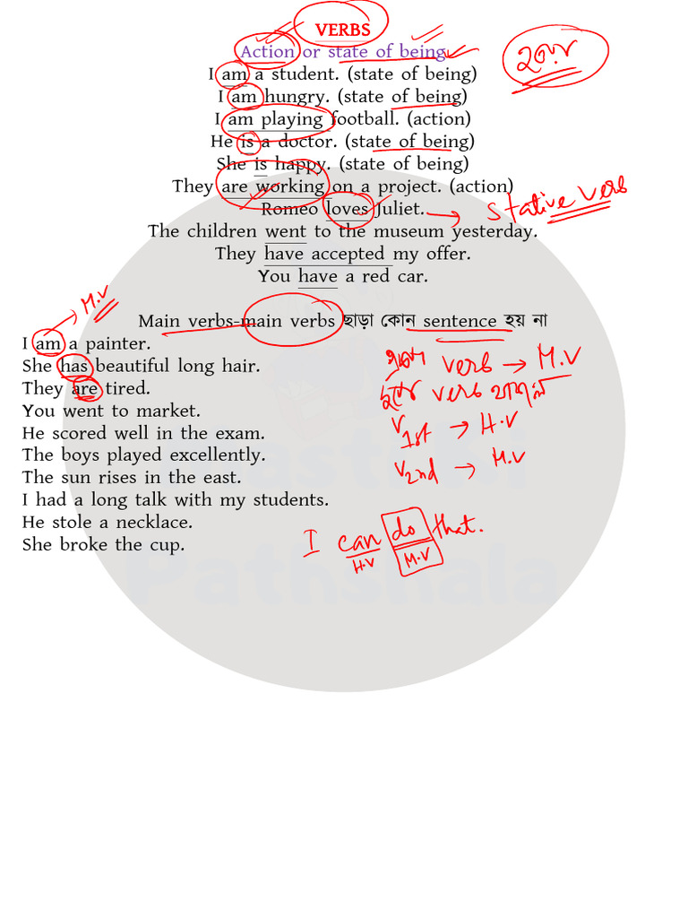 Parts of Speech Verb With Exercise Live PDF | PDF | Verb | Grammatical ...
