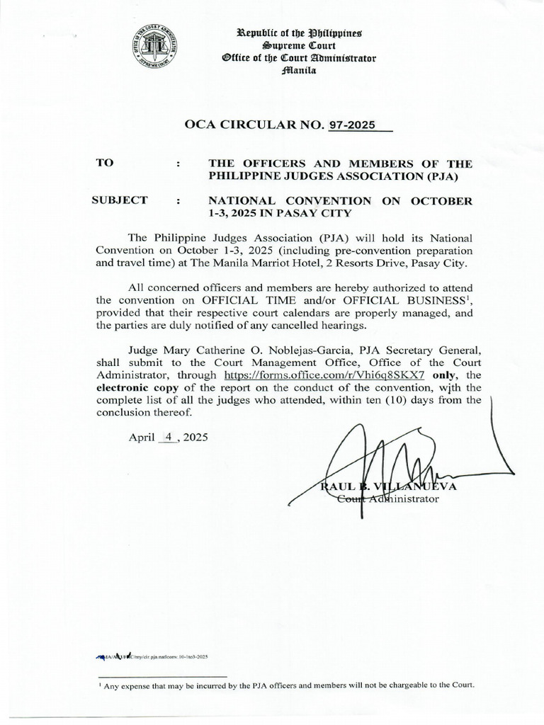OCA Circular No. 97 2025 | PDF