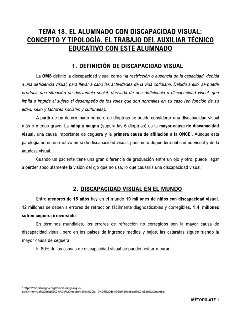 Tipos de Discapacidad Visual y Ceguera | PDF | Ojo humano ...