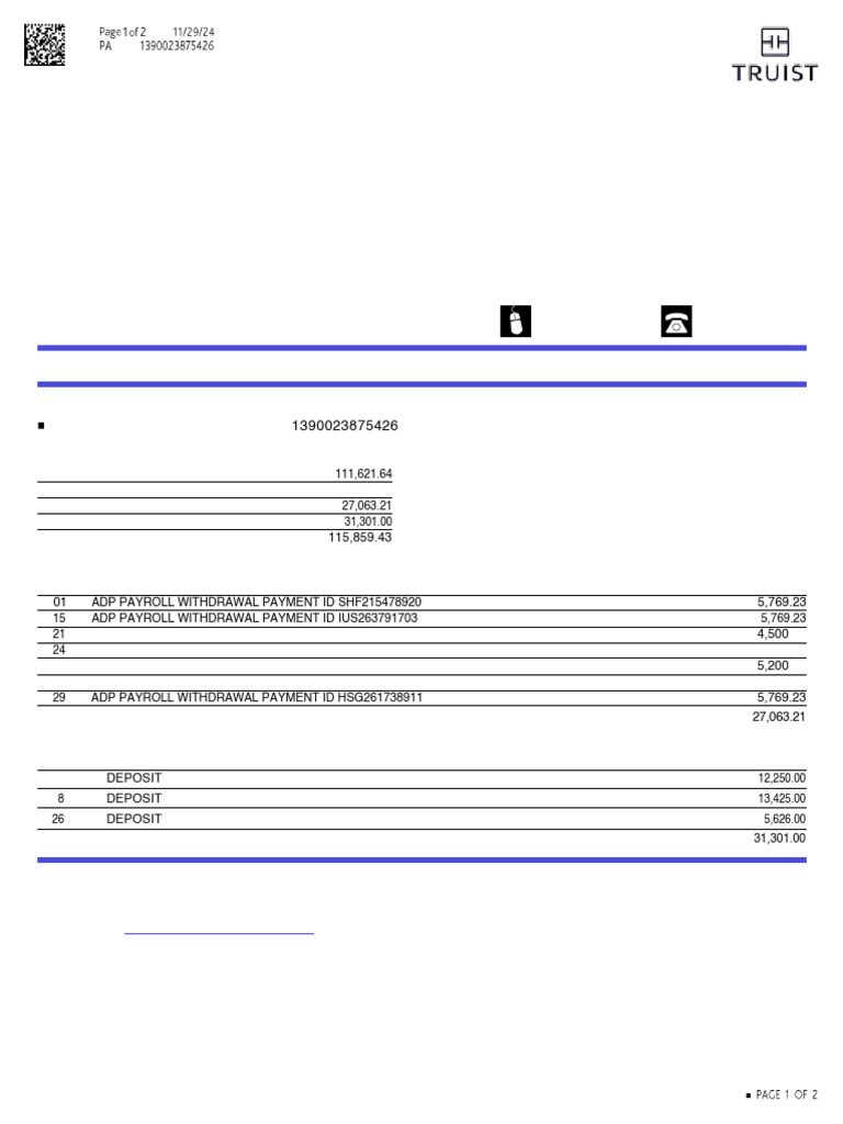 November, 2024 Truist | PDF | Credit Card | Cheque