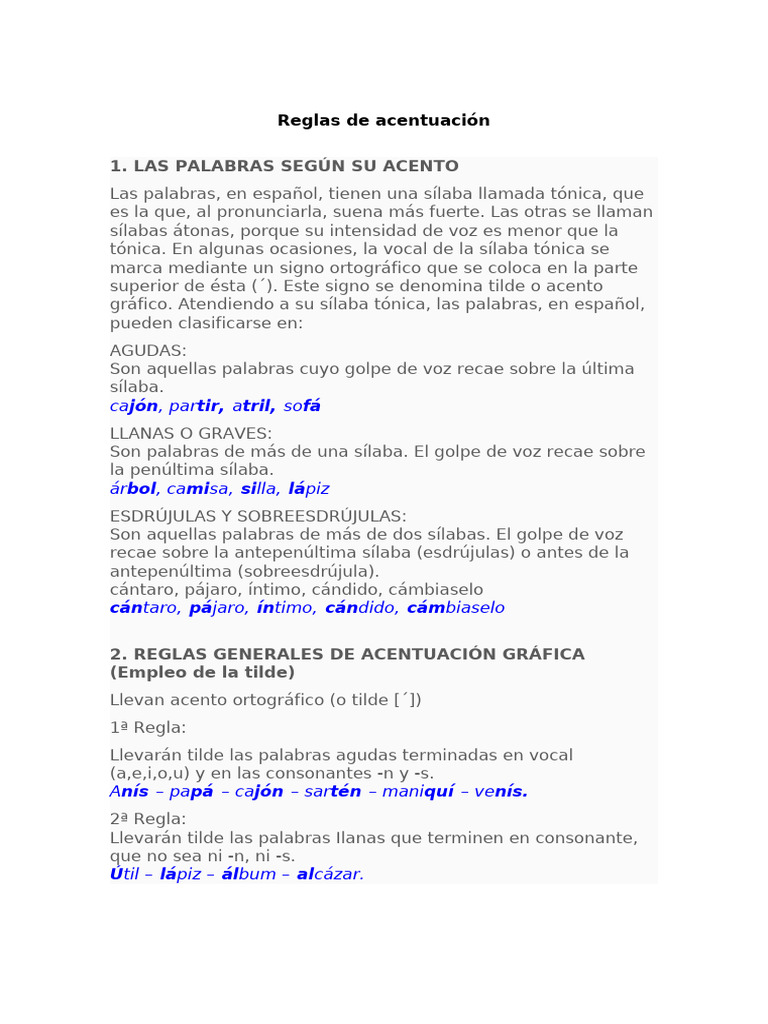 Reglas de Acentuación | PDF | Fonética | Lingüística