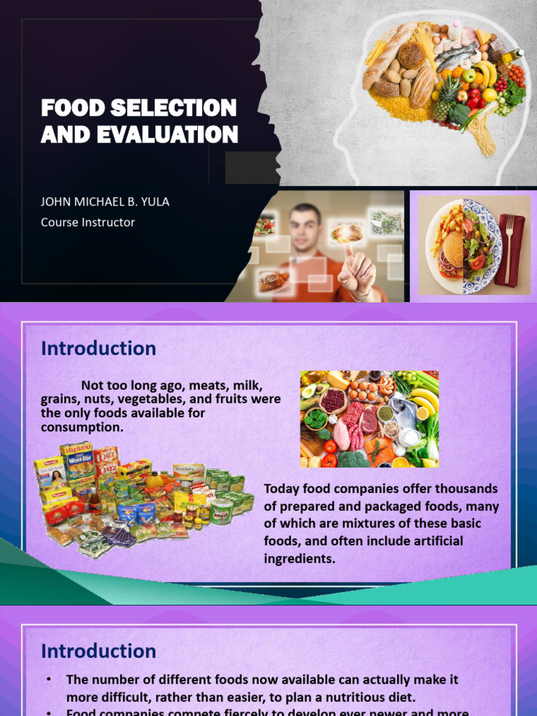 BFP Lecture 3 and 4 Food Selection and Evaluation | PDF | Taste | Umami