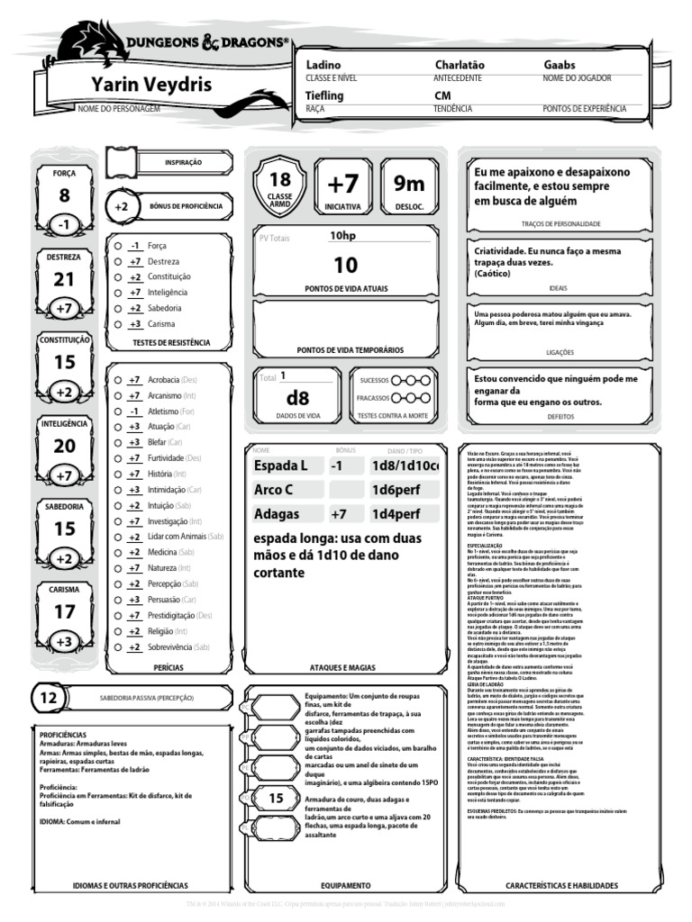 ficha Yarin Veydris | PDF