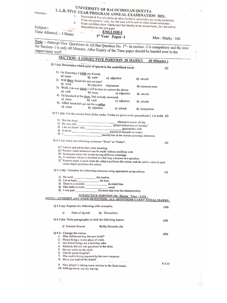 Past Papers of LLB | PDF