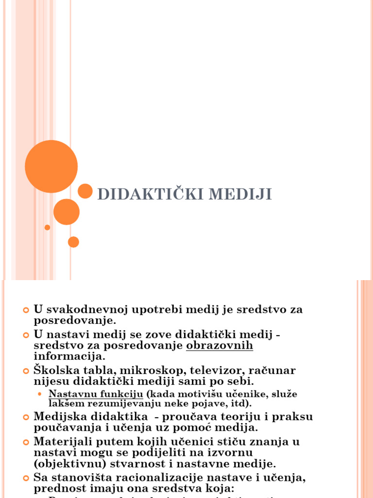 Didakticki Mediji I Planiranje Nastave | PDF