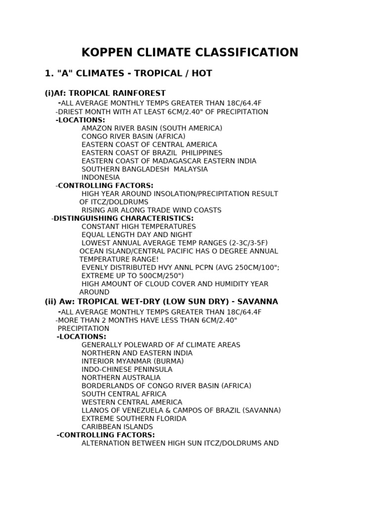 Koppen Climate Classification | PDF | Oceanic Climate | Subtropics