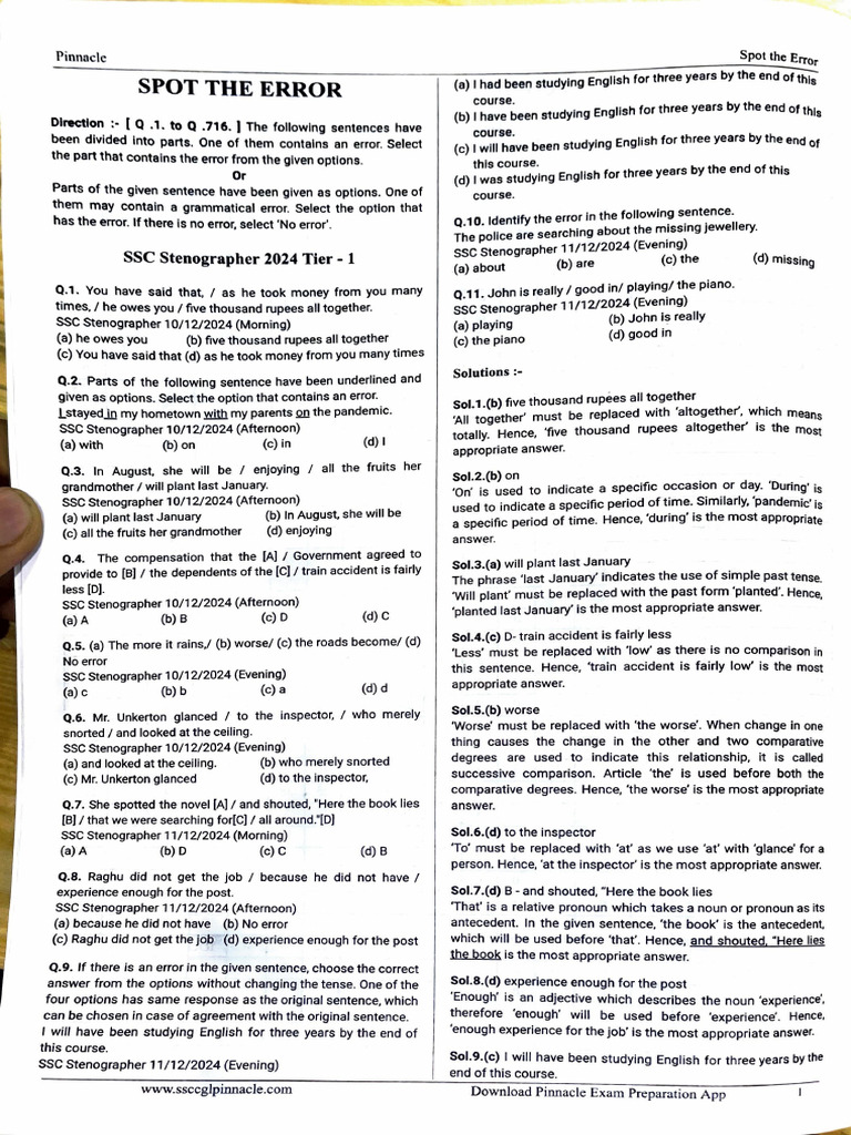 Spot The Error | PDF