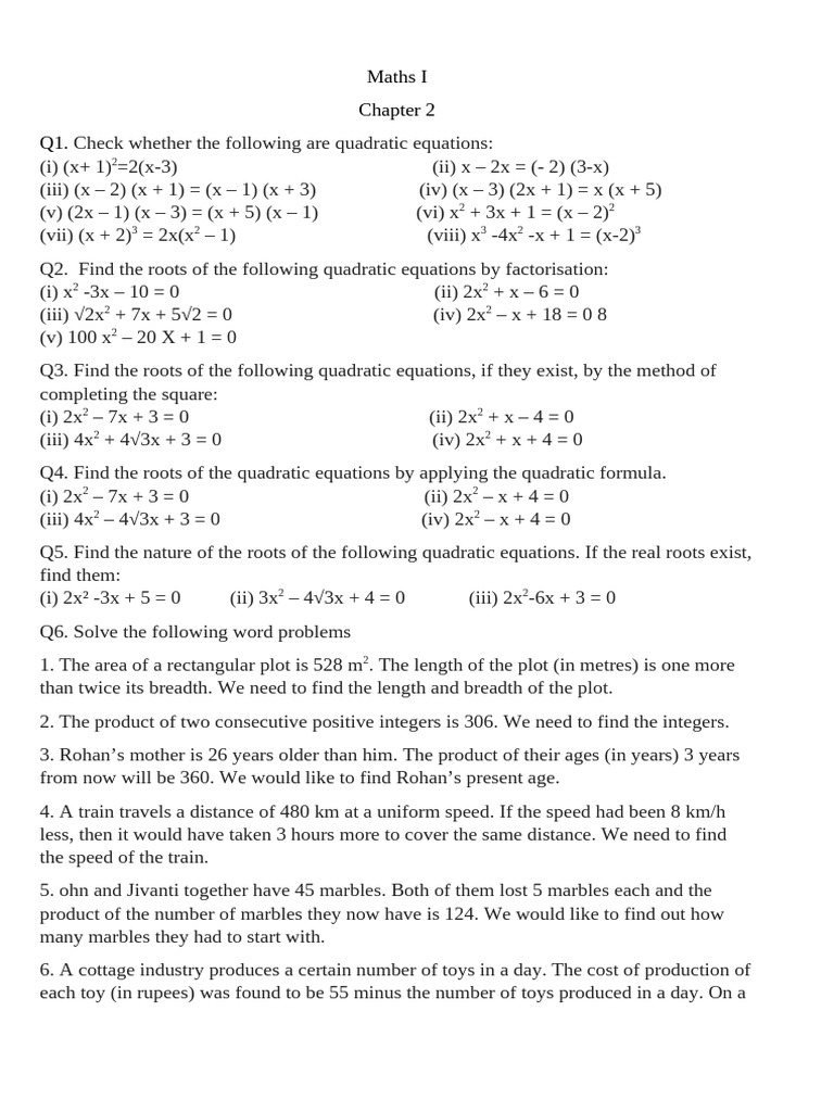 Revision Worksheet Chapter 2 | PDF | Mathematics | Algebra