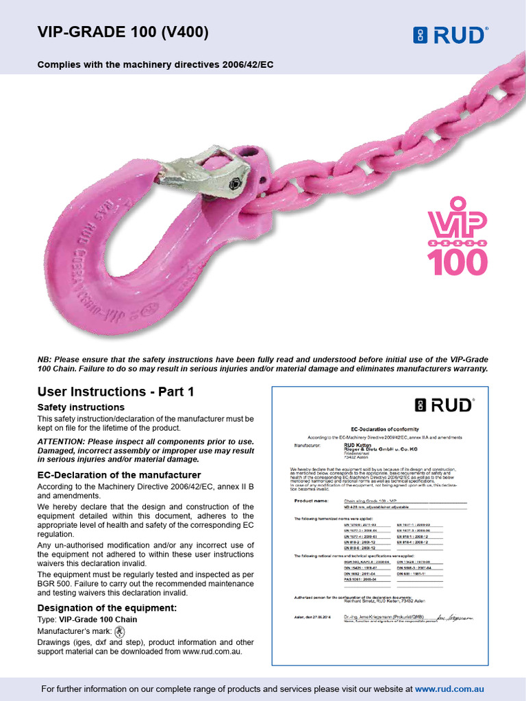 VIP-Grade 100 Chain User Instructions | PDF | Radio Frequency ...