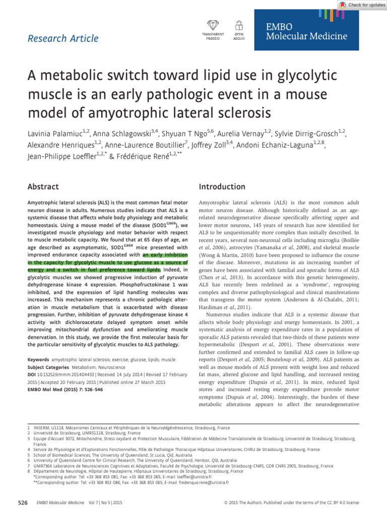 A metabolic switch toward lipid use in glycolytic muscle is an early ...