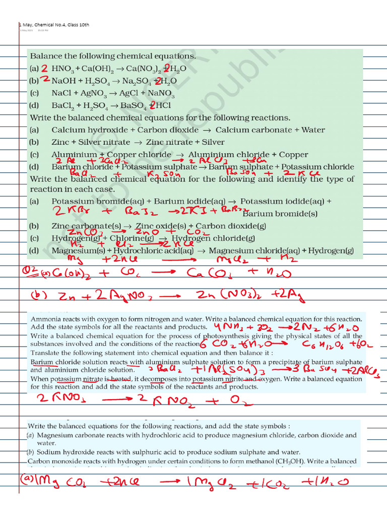 1 May, Chemical No.4, Class 10th | PDF