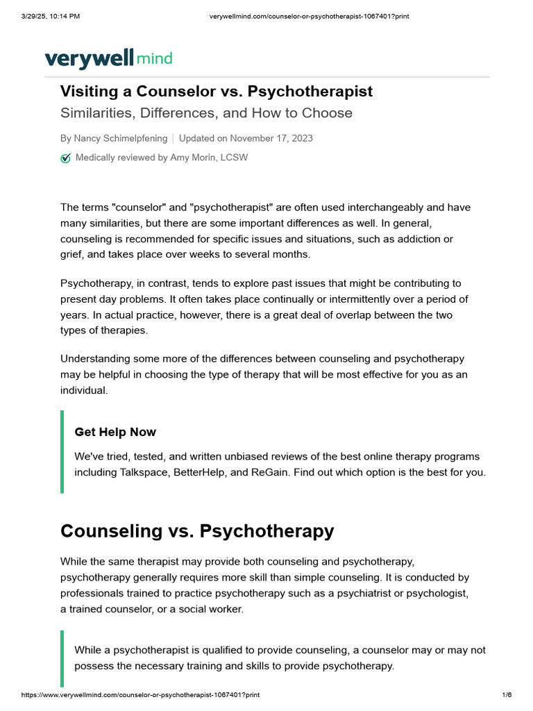 Counselor or Psychotherapist 1067401 - Print | PDF | Psychotherapy ...